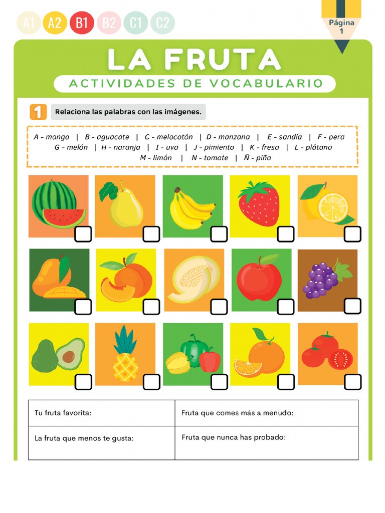 Cuadernillo de Actividades - Fruta | PDF