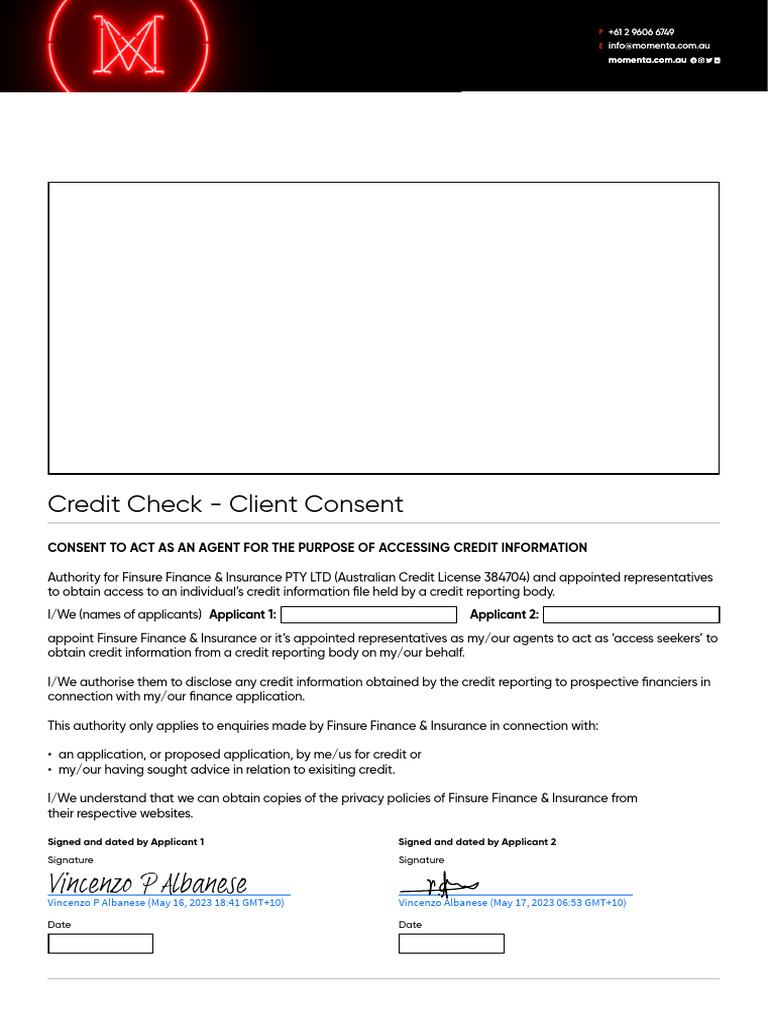 HARDEN NEW Credit - Check - Client - Consent - Signed | PDF