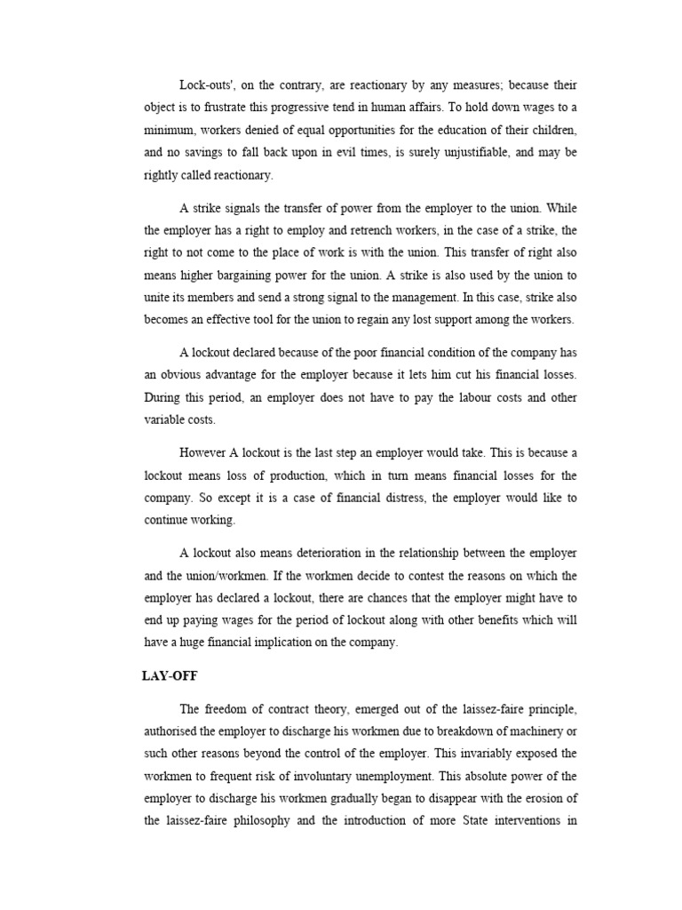 Lockout - Retrenchment (KLE) | PDF | Layoff | Employment