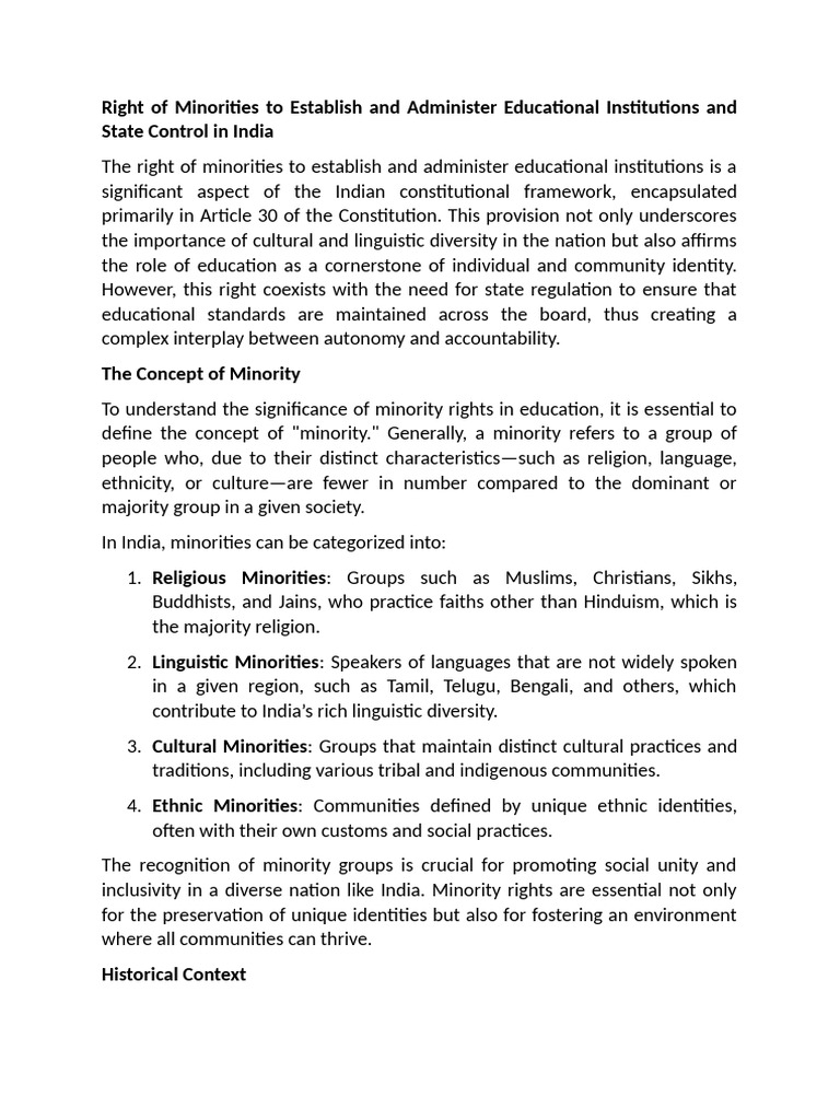 Right of Minorities To Establish and Administer Educational ...