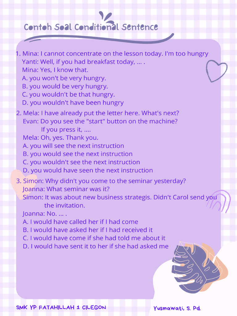 Contoh dan latihan soal conditional sentence | PDF