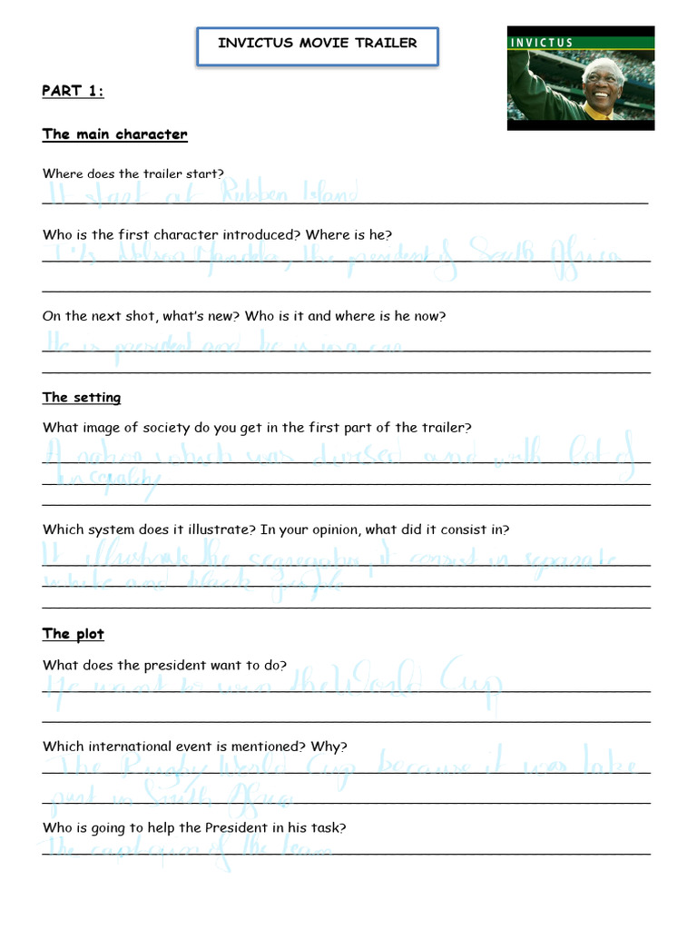 Invictus Trailer Analysis PDF | PDF