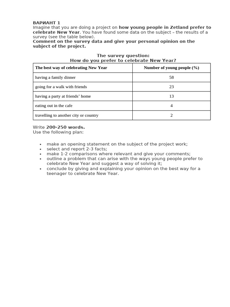 The Survey Question: How Do You Prefer To Celebrate New Year? | PDF