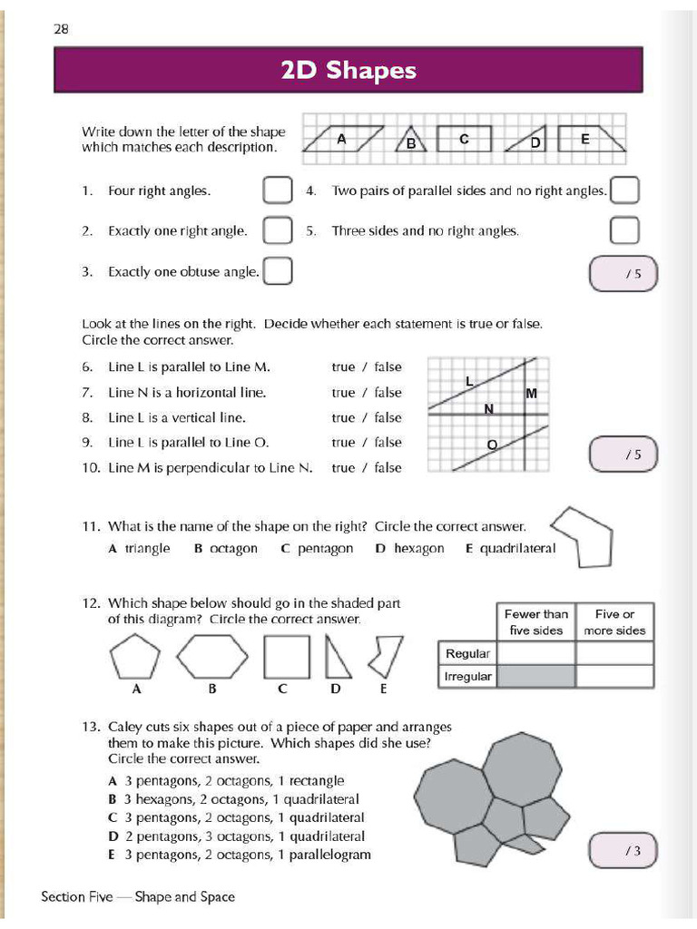 2D and 3D Shapes Simple Questions | PDF