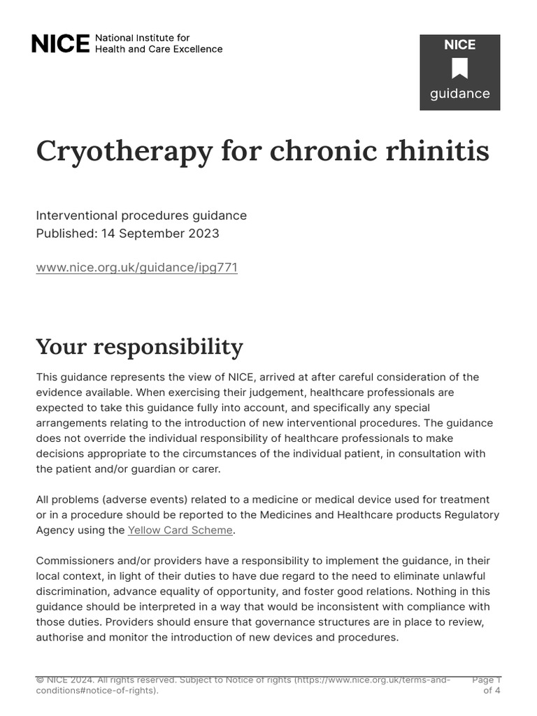 Cryotherapy For Chronic Rhinitis PDF 1899876456717253 | PDF | Medical Specialties | Medicine