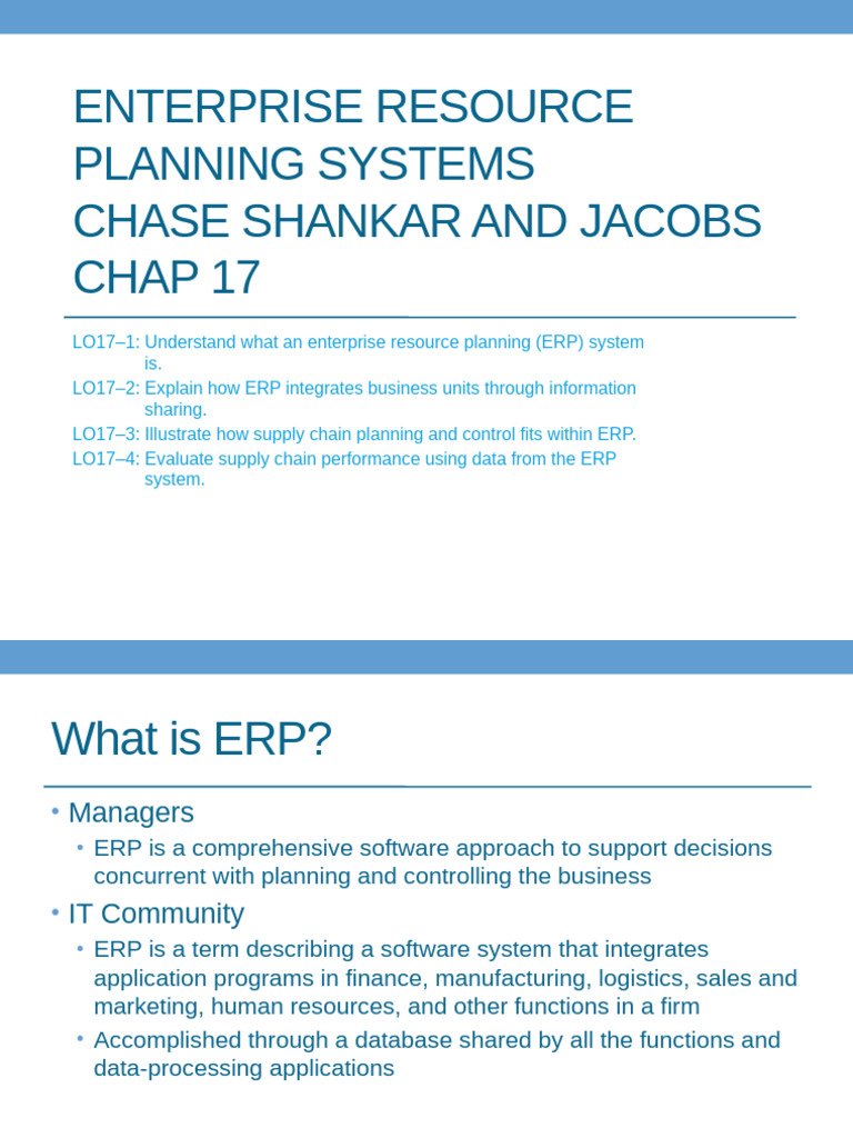 SCM Session 8 Chap 17 ERP Chase | PDF | Enterprise Resource Planning | Supply Chain