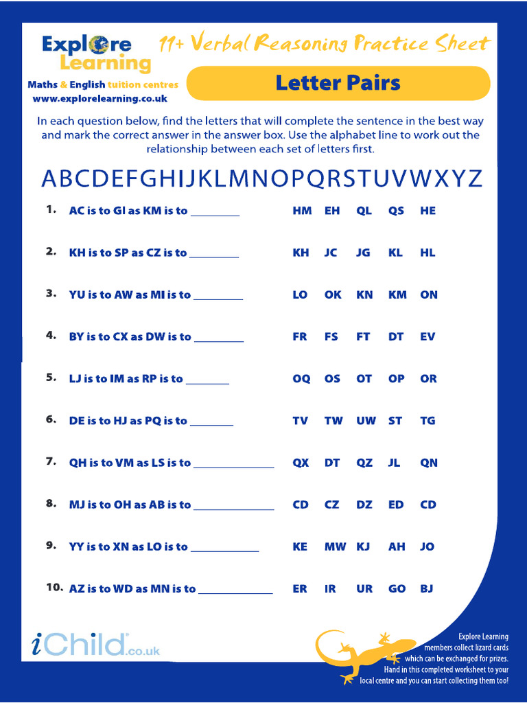 Verbal - Reasoning - Letter - Pairs Question | PDF