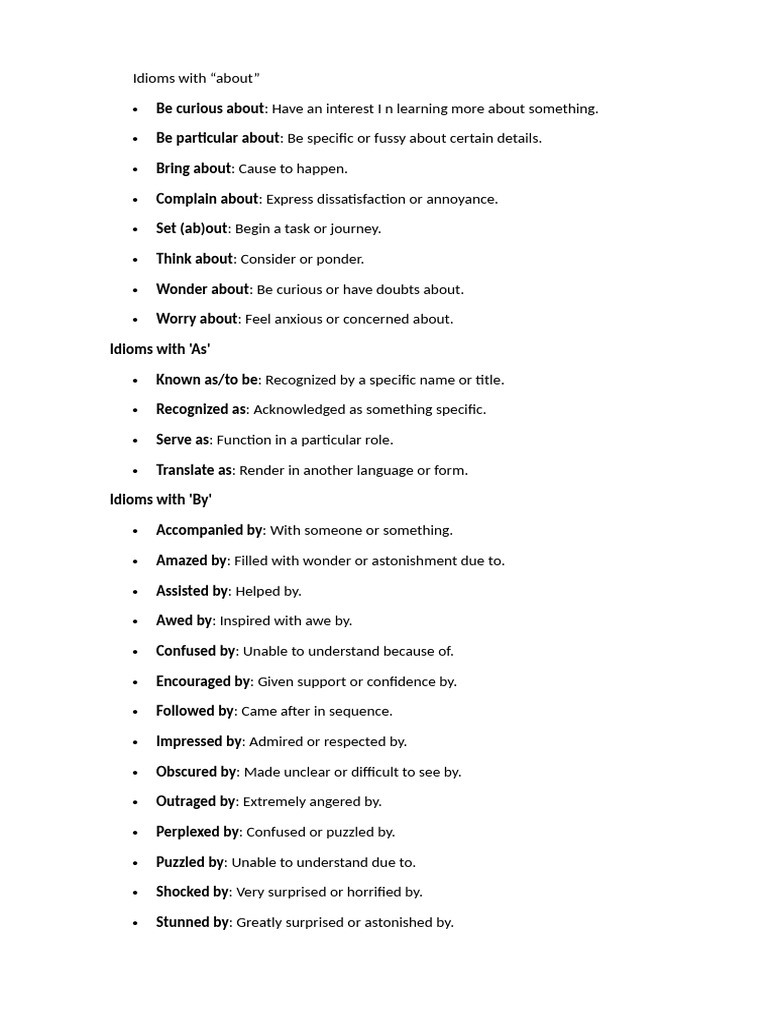 Preposition-Based Idioms | PDF | Psychological Concepts | Cognition