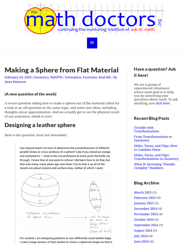Making A Sphere From Flat Material - The Math Doct | PDF | Sphere ...
