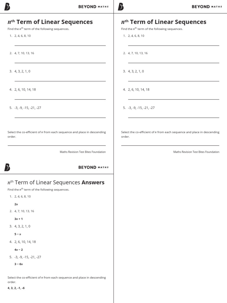 18 nth Term of Linear Sequences | PDF