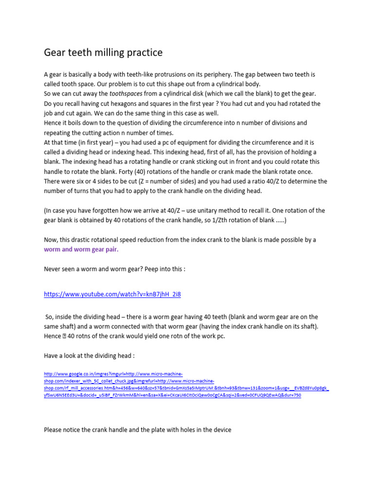 Workshop Practice Differential Indexing 2025 | PDF | Gear