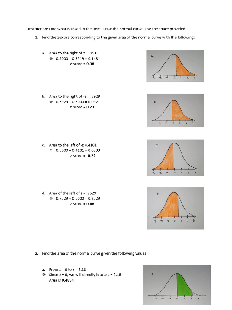 Activity 1.4 - Areas under Normal Curve | PDF