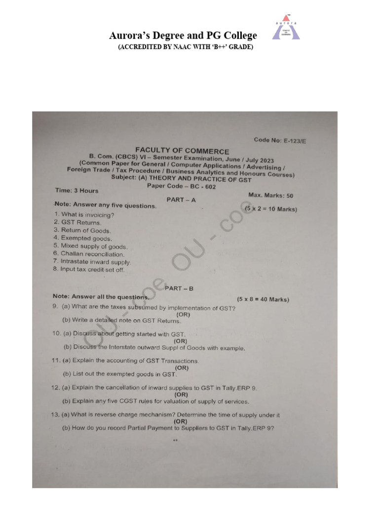 GST SUGGESTED ANSWERS FINAL COPY (AutoRecovered) | PDF | Value Added Tax | Taxes