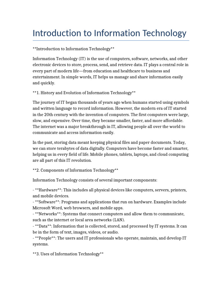 Overview of Information Technology Basics | PDF | Information ...