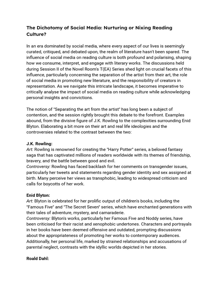 The Dichotomy of Social Media_ Nurturing or Nixing Reading Culture ...