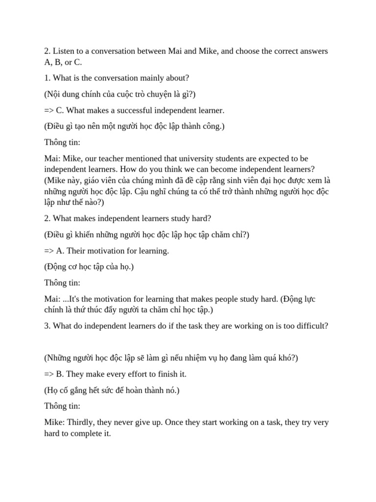 11 - Gi I Bài Nghe Unit 8 | PDF