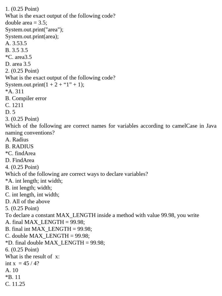 Java Programming Quiz Questions | PDF | Inheritance (Object Oriented ...