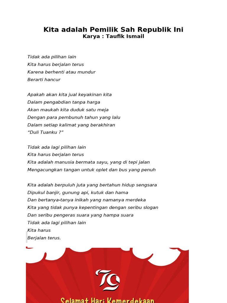 Puisi Taufik Ismail: Pemilik Sah Republik | PDF