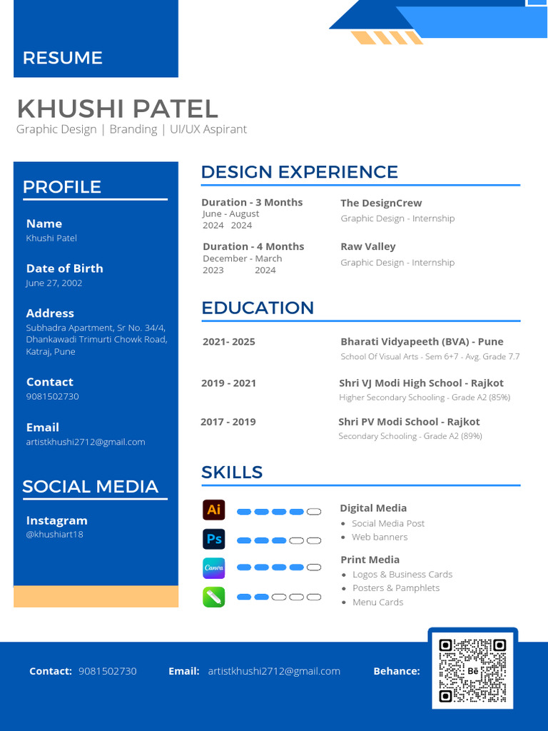 Khushi Patel's Graphic Design Resume | PDF