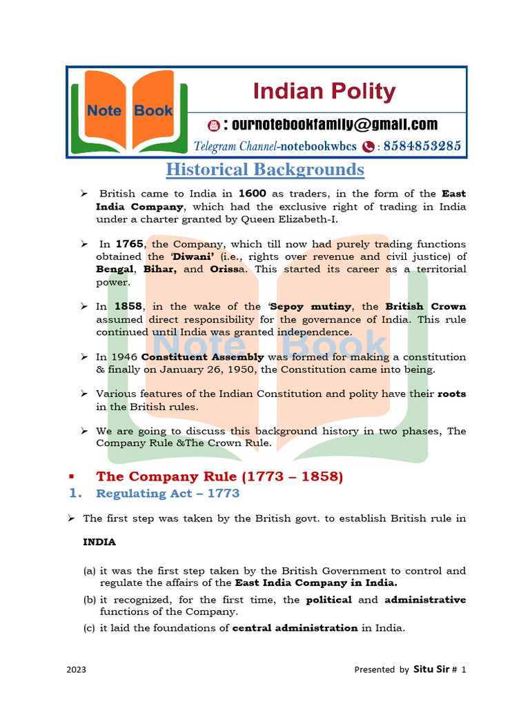 HISTORICAL BACKGROUND (Part-1) | PDF | British Raj | Partition Of India