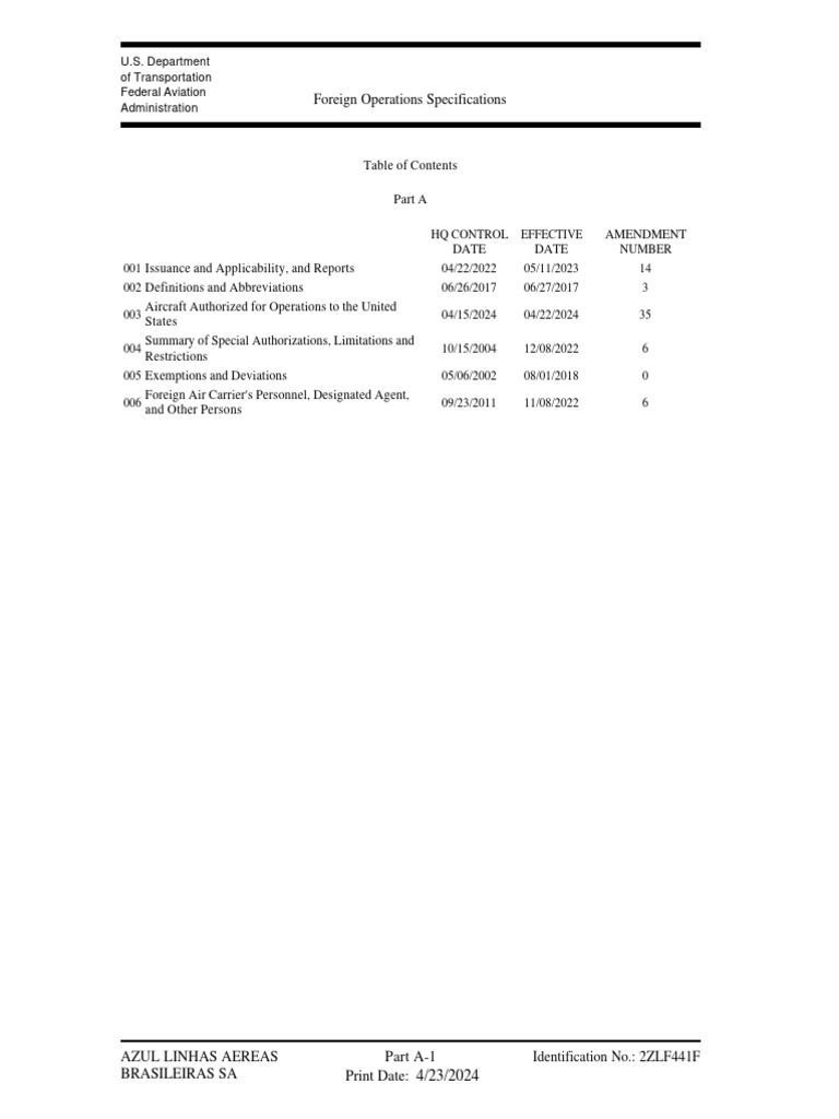 EO - FAA - Operations - Specifications Extract AZU AUTO E4B3AE173 1 ...