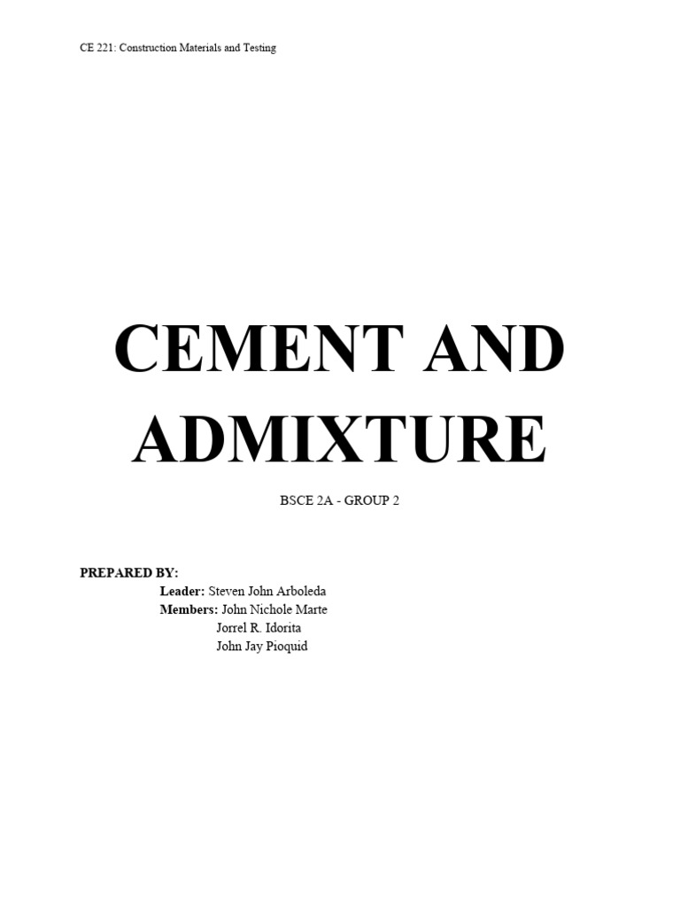 Cement and Admixtures Revised | PDF | Concrete | Cement
