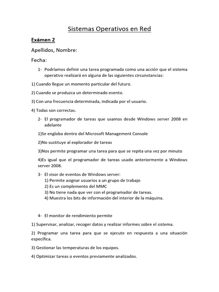 Exámen SOR 2 Alumno | PDF | Política de grupo | Directorio Activo