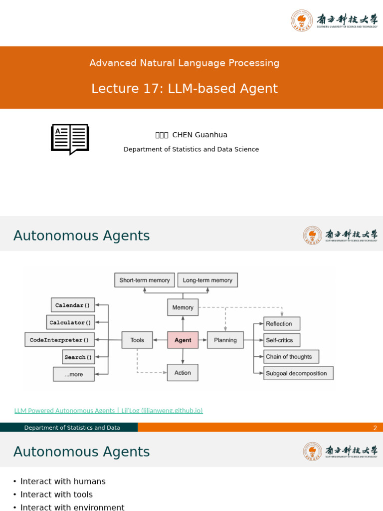Lecture17 18 LLM Based Agent | PDF | Computing | Cognitive Science
