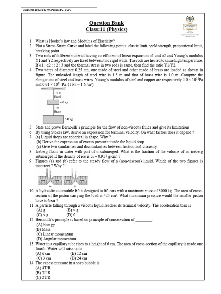 UT2 Physics Worksheet | PDF | Viscosity | Liquids