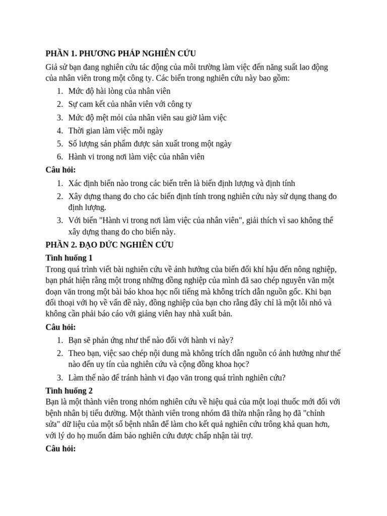 BT PPNC đạo đức nghiên cứu | PDF