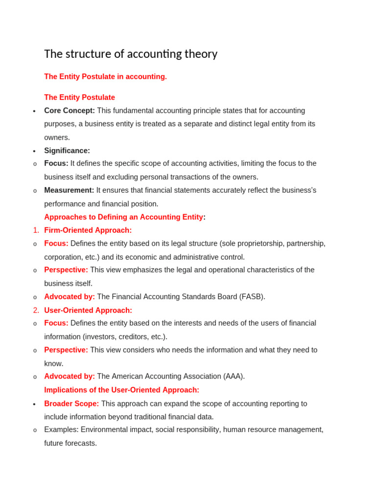 The Structure of Accounting Theory | PDF | Going Concern | Historical Cost