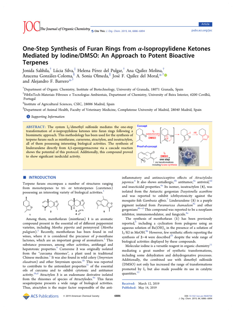 One-Step Synthesis of Furan Rings from α‑Isopropylidene Ketones | PDF ...