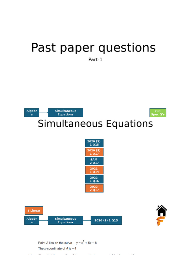 Past paper questions-part1 | PDF | Algebra | Equations