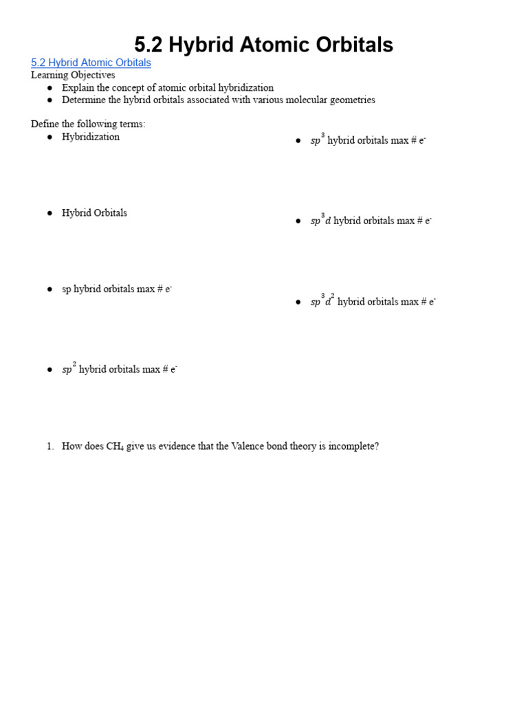 5.2 Hybrid Atomic Orbitals | PDF