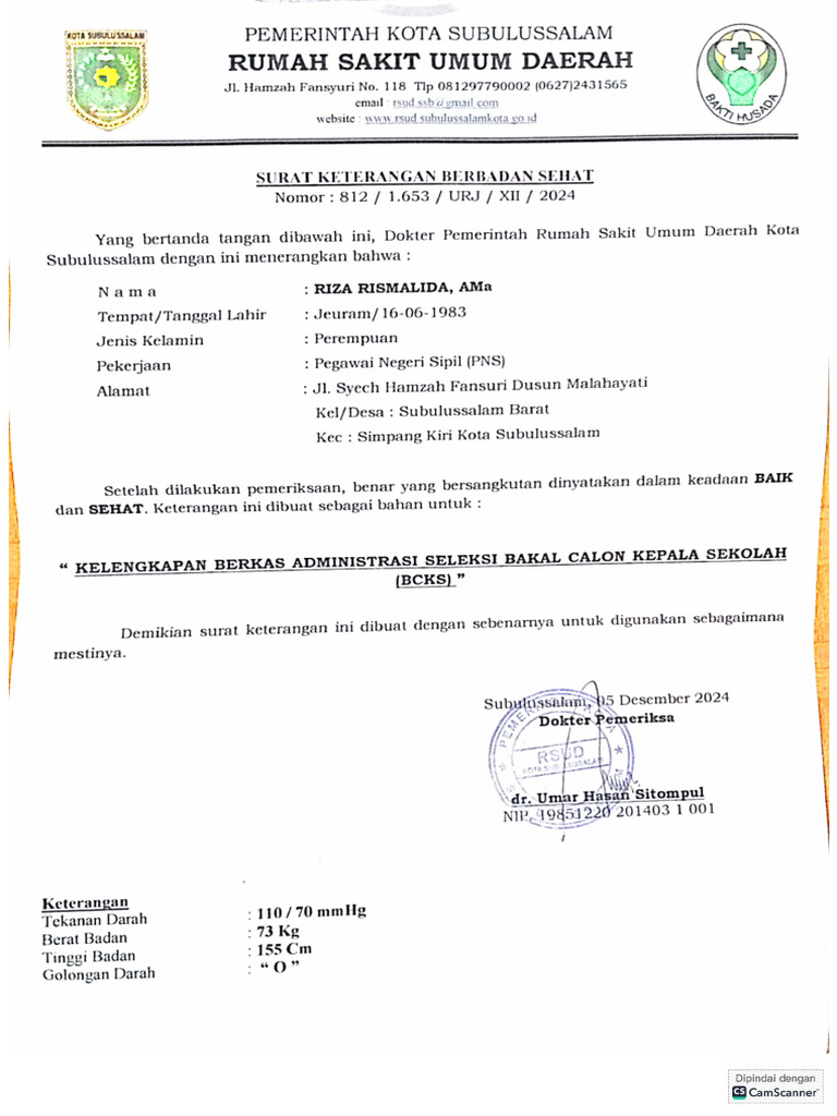 Contoh Surat Sehat | PDF