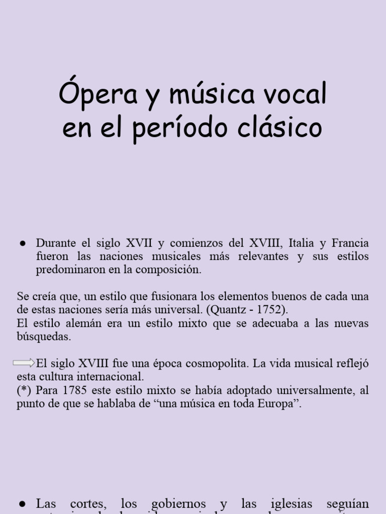 Ópera y Música Vocal en El Período Clásico | PDF | Ópera | Periodo ...