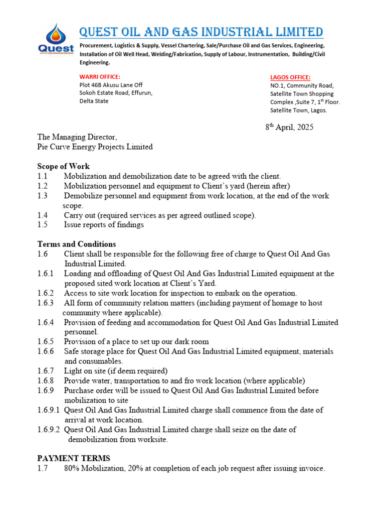 Quotation For Tank Calibration of 400,000BBL 1 No | PDF