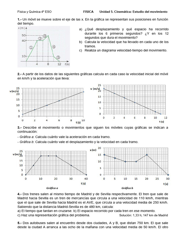 Ejercicios Tema 5. Cinemática | PDF | Cinemática | Velocidad