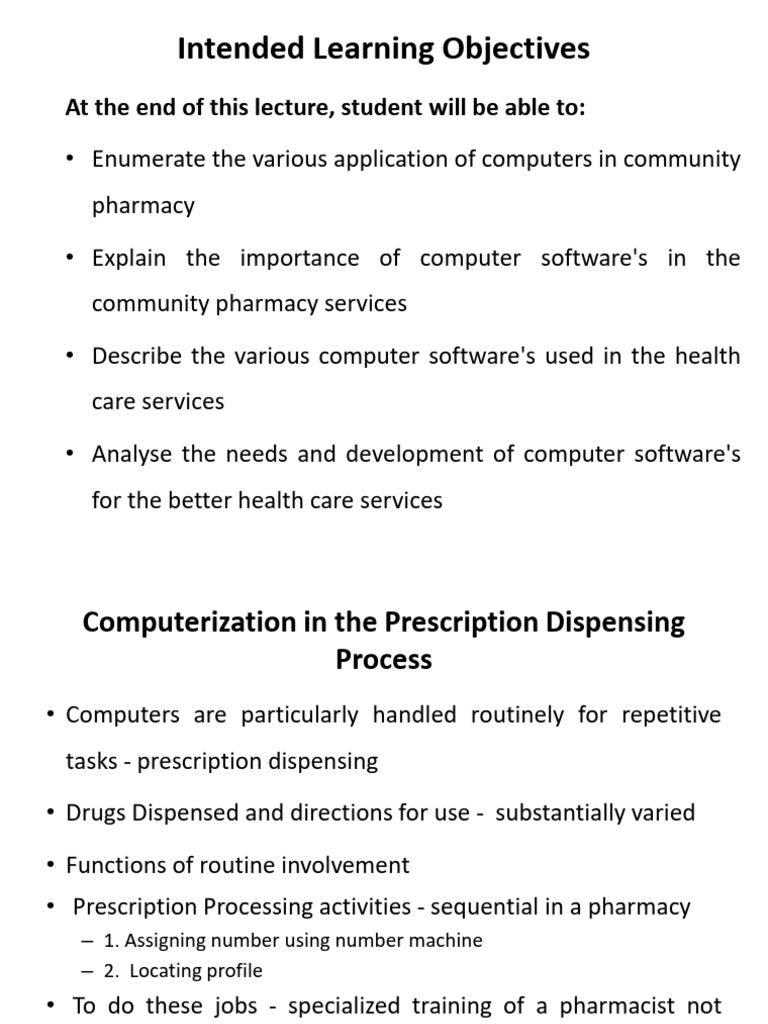 Computerization in Pharmacy Services | PDF | Pharmacy | Medical ...