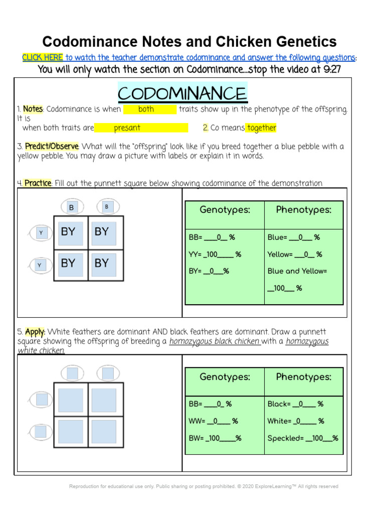 Codominance - Notes and Chicken Genetics | PDF | Dominance (Genetics ...