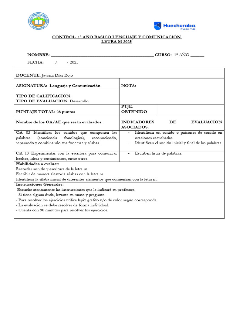Control letra m | PDF