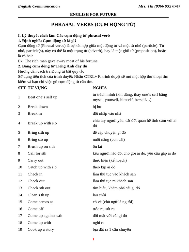EnglishCommunication - NG Pháp PHRASAL VERBS | PDF