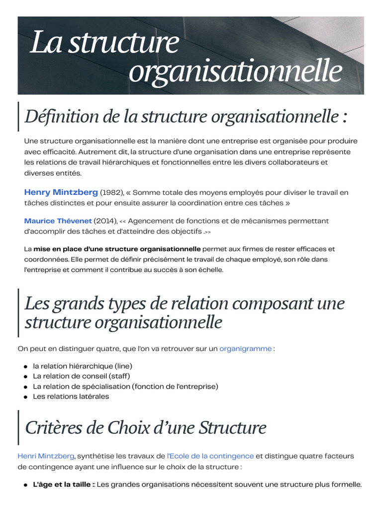 Types de structures organisationnelles | PDF | Commercialisation | Business