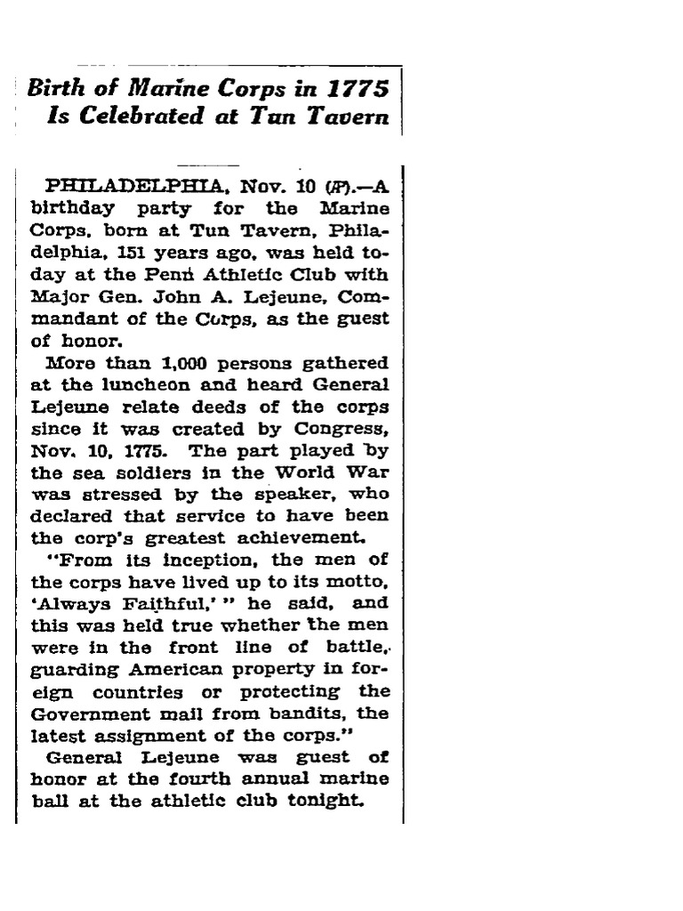 Birth of Marine Corps in 1775 | PDF