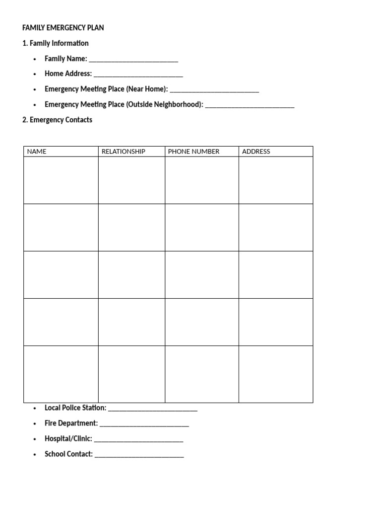 Family Emergency Preparedness Plan | PDF