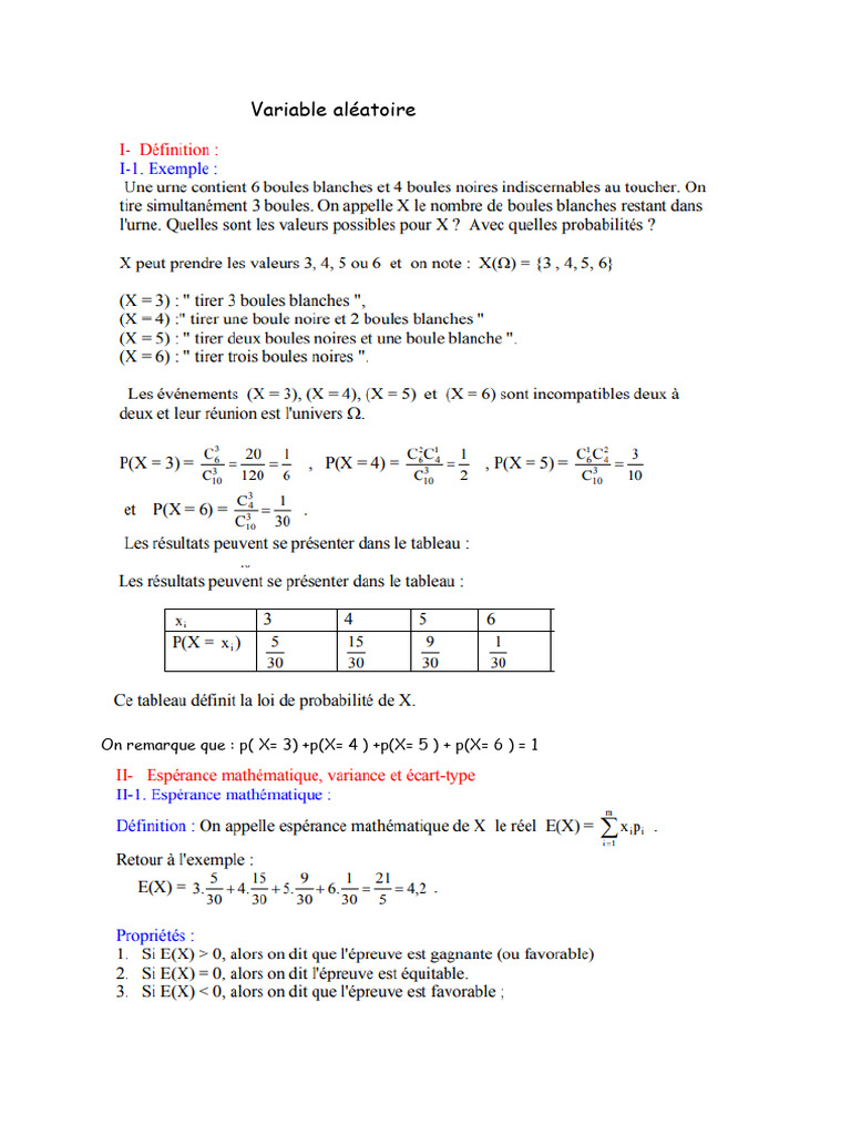 Variable Aléatoire | PDF