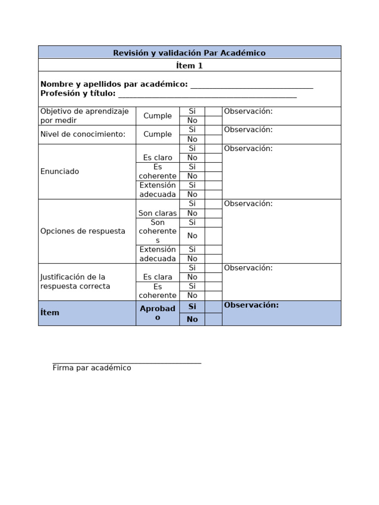 Propuesta de Formato para Validación | PDF
