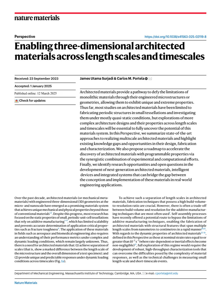 Advancements in Architected Materials | PDF | Composite Material | 3 D ...