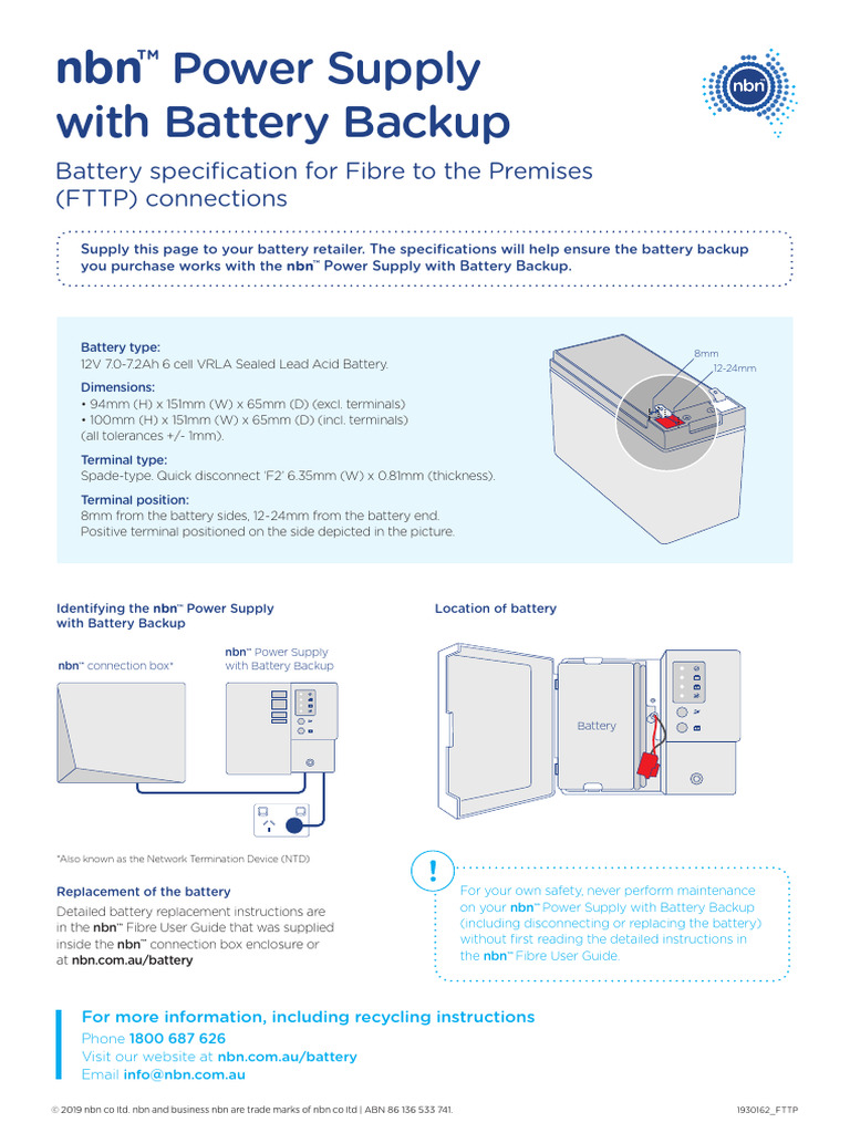 NBN Power Supply Battery Backup Battery Specification - Pdf ...