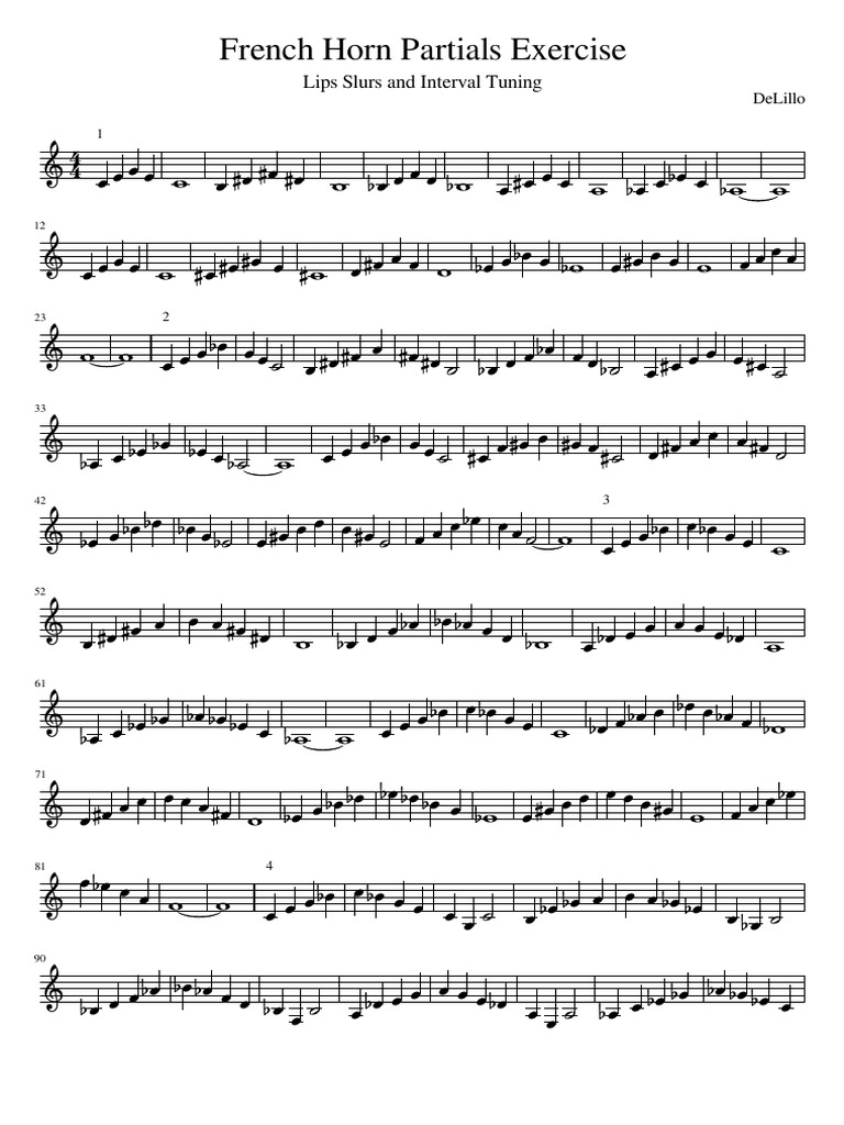 French Horn Partials Exercise | PDF | Pitch (Music) | Elements Of Music